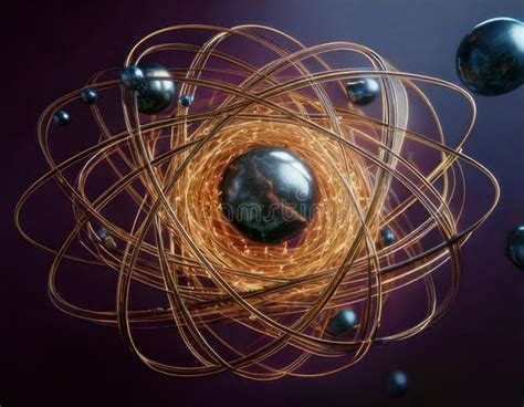 Rendering Of Atoms With Electrons Abstract Scientific Visualization Stock Illustration