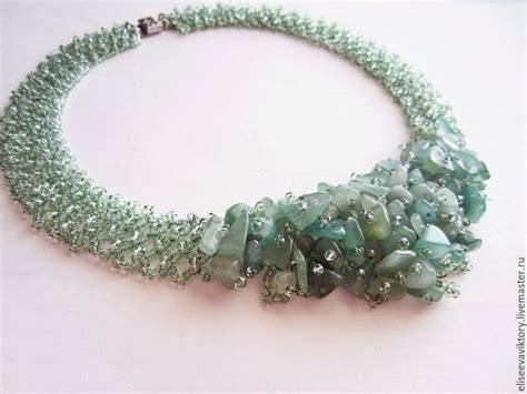 Купить Колье Его величество Нефрит зеленый колье колье с камнями колье из бисера Бусы