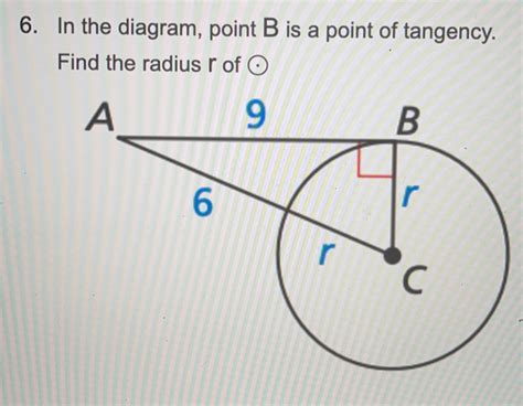solved 6 in the diagram point b is a point of tangency find the