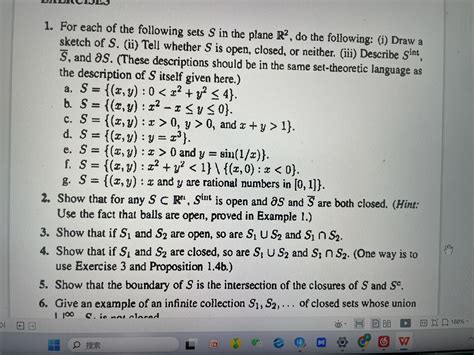 Solved For Each Of The Following Sets S In The Plane R Chegg