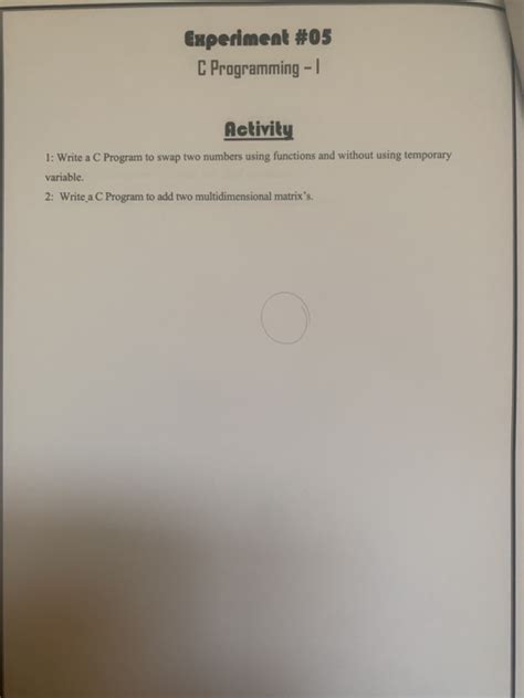 Solved Experiment 05 C Programming 1 Activity 1 Write A