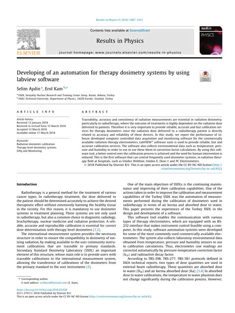 Pdf Developing Automated For Therapy Dosimetry Systems Using Labview Software
