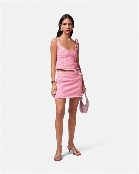 Versace Allover Safety Pin Mini Skirt Pink Versace Gb