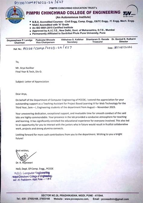 Arya Kaslikar On Linkedin 🎓🌟 Exciting News Received Letter Of