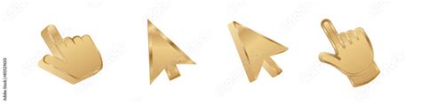 Click Cursor 3d Gold Icon Computer Mouse Pointer Vector Golden Arrow Stock Vector Adobe Stock