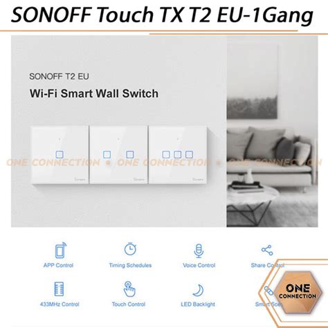 Jual SONOFF Touch TX T2 EU 1Gang Wi Fi RF 433Mhz Wall Touch Smart Switch Jakarta Pusat