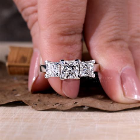 3 Stone Princess Cut Wedding Rings