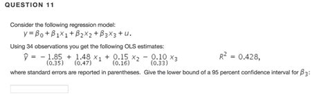 solved question 1 consider the following regression model