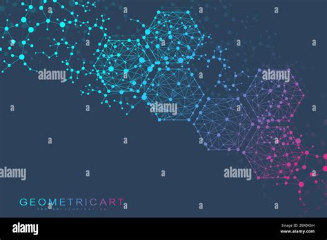 Hexagonal Abstract Background Big Data Visualization Global Network Connection Stock Vector