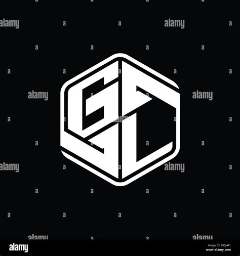 Gl Letter Logo Monogram Hexagon Shape With Ornament Abstract Isolated Outline Design Template