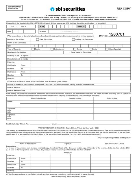 Demat Forms Pdf