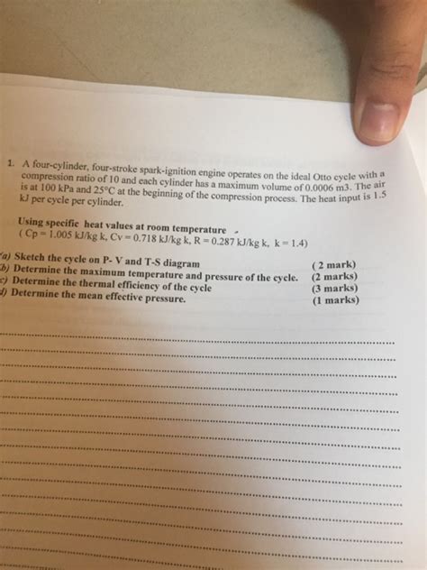 Solved 1 A Four Cylinder Four Stroke Spark Ignition Engine