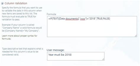 Sharepoint Online Date Validation To Specific Year For List Column In