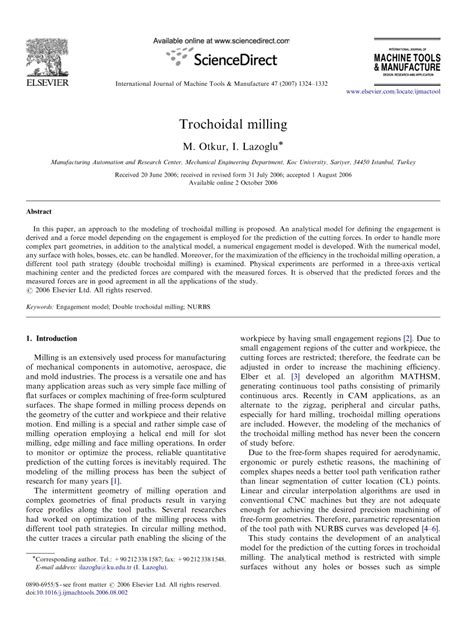 Pdf Trochoidal Milling