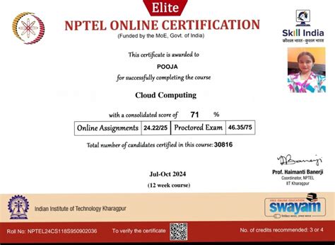 Pooja On Linkedin Nptel Cloudcomputing Certification Learning