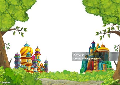 텍스트를 위한 공간으로 아름 다운 중세 성곽극동 왕국만화 장면 0명에 대한 스톡 벡터 아트 및 기타 이미지 0명 계절 궁전 Istock