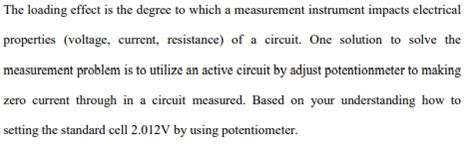 The Loading Effect Is The Degree To Which A Chegg Com