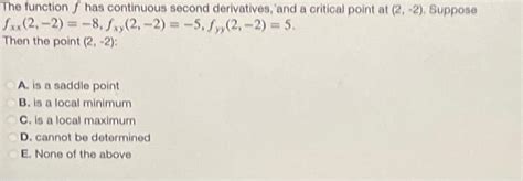 solved the function f has continuous second derivatives and