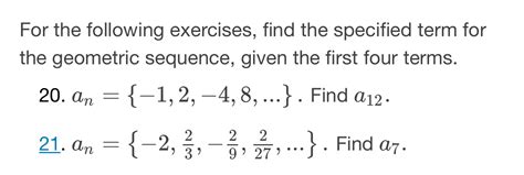 Solved For The Following Exercises Find The Specified Term