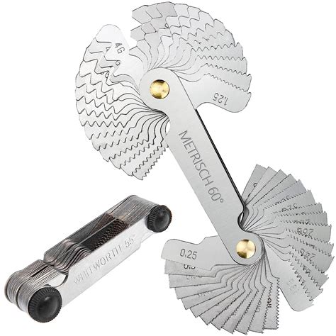 HATANSE 52tlg Gewindelehre Metrisch 60 Grad 0.25-6mm und Zoll 55 Grad 4 ...