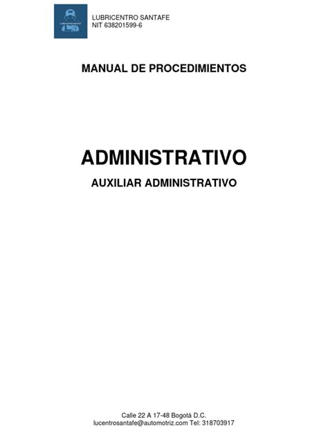 Manual De Procedimientos Administrativo Final Pdf Business Bogotá