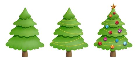 흰 배경에 고립 된 크리스마스 트리 프리미엄 벡터