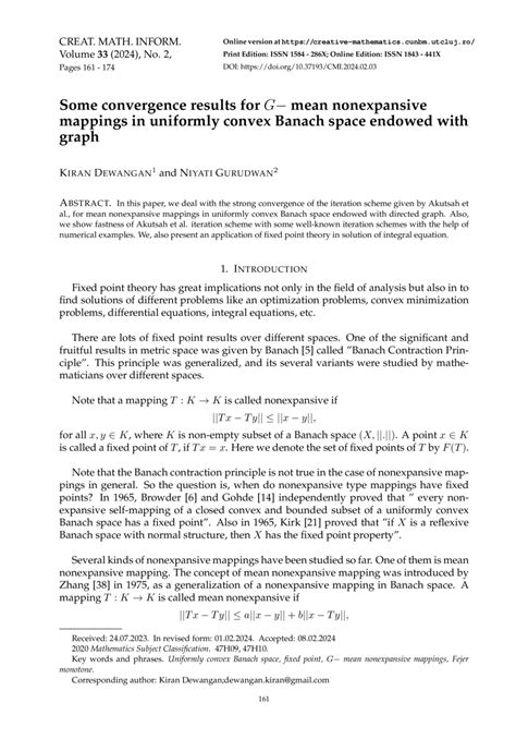 Some Convergence Results For G Mean Nonexpansive Mappings In Uniformly Convex Banach Space