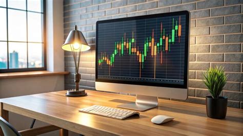 A Desk With A Computer Monitor Showing A Graph That Says Graph
