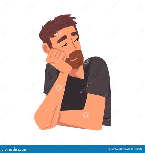 Thoughtful Bearded Man Guy With Pensive Face Expression Human