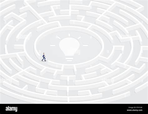 Businessman Success To Finding The Solution In Circular Maze Labyrinth