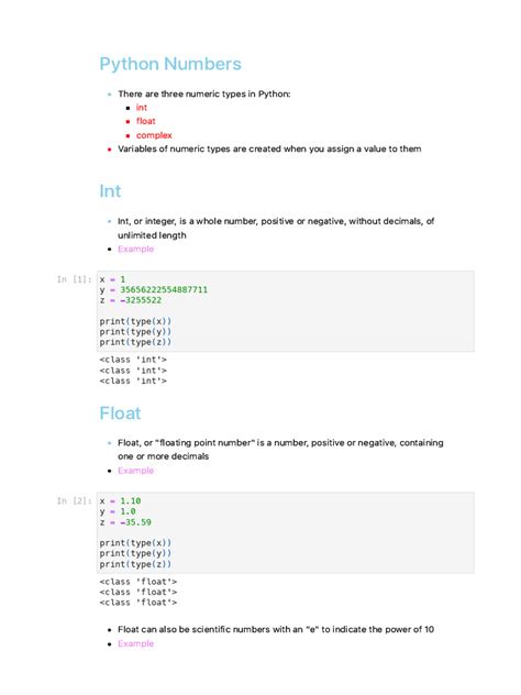 Python Notes Numbers Pdf Integer Computer Science Numbers