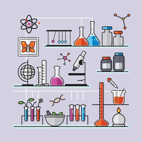 Illustration Of Chemistry Laboratory Instruments Set Free Stock