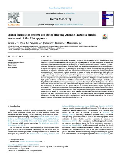 Pdf Spatial Analysis Of Extreme Sea States Affecting Atlantic France