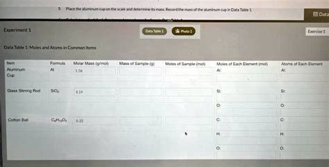 Solved Please Help Me Finish My Table Place The Aluminum Cup On The Scale And Determine Its