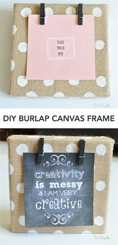 Diy Burlap Canvas Frame With Polkadots U Create