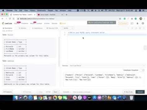 Combine Two Tables Leetcode Databases MySQL YouTube