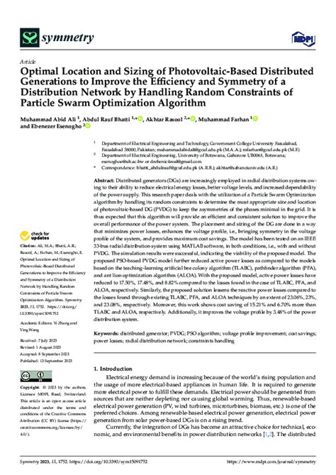 Pdf Optimal Location And Sizing Of Photovoltaic Based Distributed