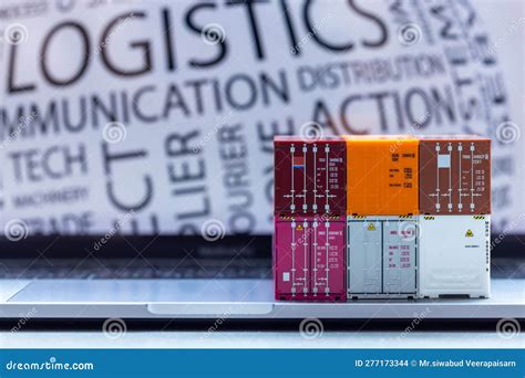 Cargo Container On Computer Laptop Container Cargo Freight Shipping
