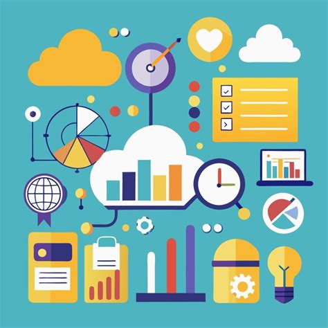 Colorful Cloud Computing And Data Analytics Concept With Charts Graphs