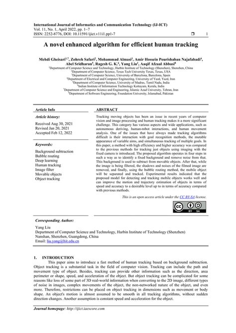 A Novel Enhanced Algorithm For Efficient Human Tracking Pdf