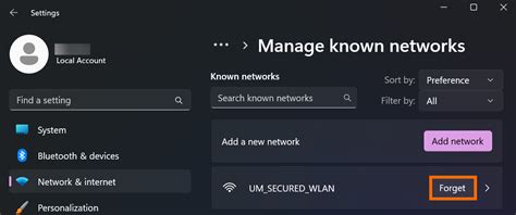 how to forget um wi fi setting icto faq
