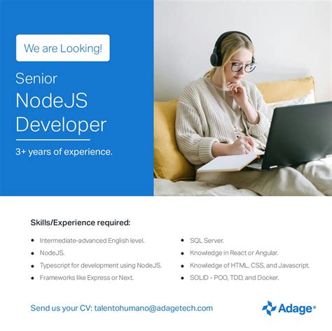 Adage Technologies Latam On Linkedin Jobopportunity Nodejs Developer Developer Express