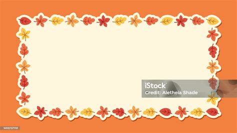 나뭇잎으로 만든 직사각형 가을 프레임입니다 현대 벡터 그림입니다 할로윈 추수 감사절 가을 테두리 템플릿입니다 0명에 대한 스톡