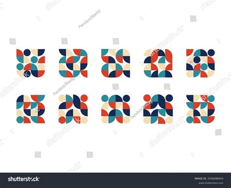 Retro Geometri Patern Element Set Stock Vector Royalty Free