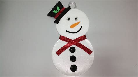 طريقة عمل رجل الثلج من طبقين فلين وشريط برشام فاضى و قصاقيص ورق الفوم