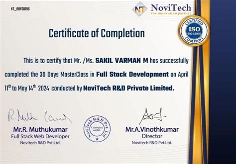 Sakil Varman On Linkedin Successfully Completed One Month Course On Full Stack Development At