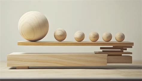 Wooden Spheres Balanced On A Stacked Wooden Platform Premium Ai Generated Image