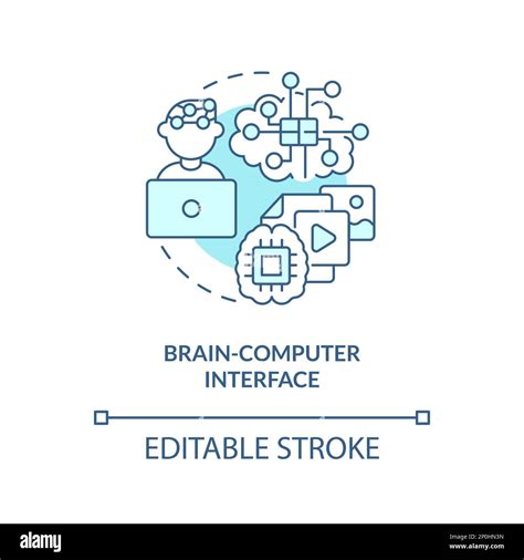 Brain Computer Interface Turquoise Concept Icon Stock Vector Image