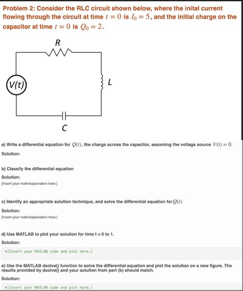 Solved Problem 2 Consider The Rlc Circuit Shown Below