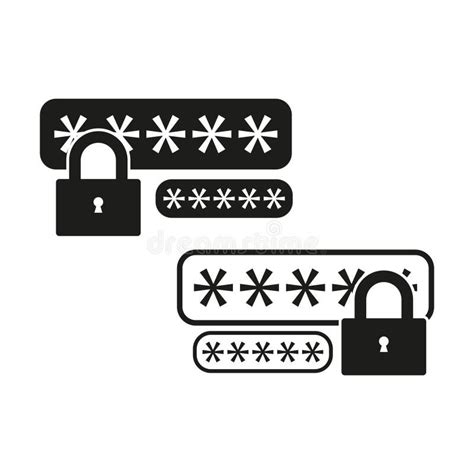 Password Security Icons Locked Password Fields Minimal Black Vector